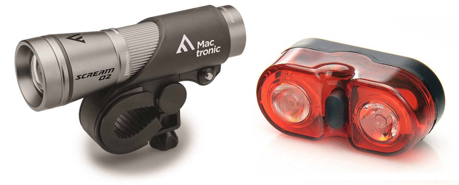 Zestaw lampek rowerowych MACTRONIC Scream 02 + Walle BPM-2SL ...