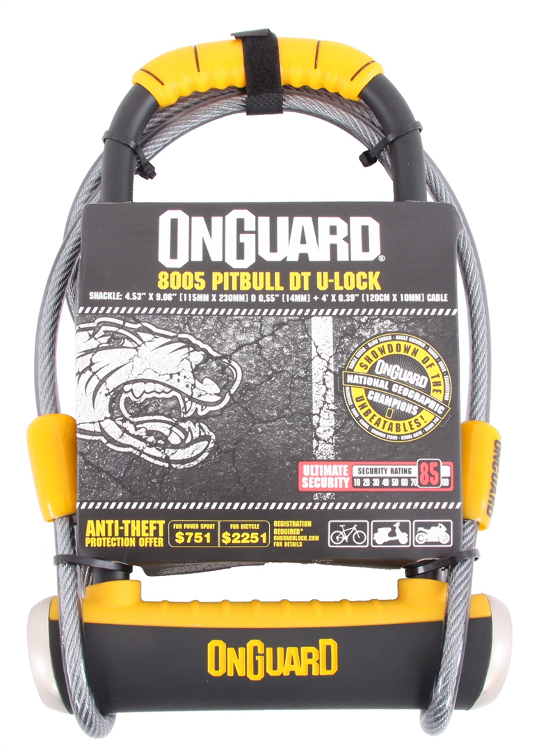 Zapięcie U-lock ONGUARD Pitbull DT 8005 z linką | CentrumRowerowe.pl